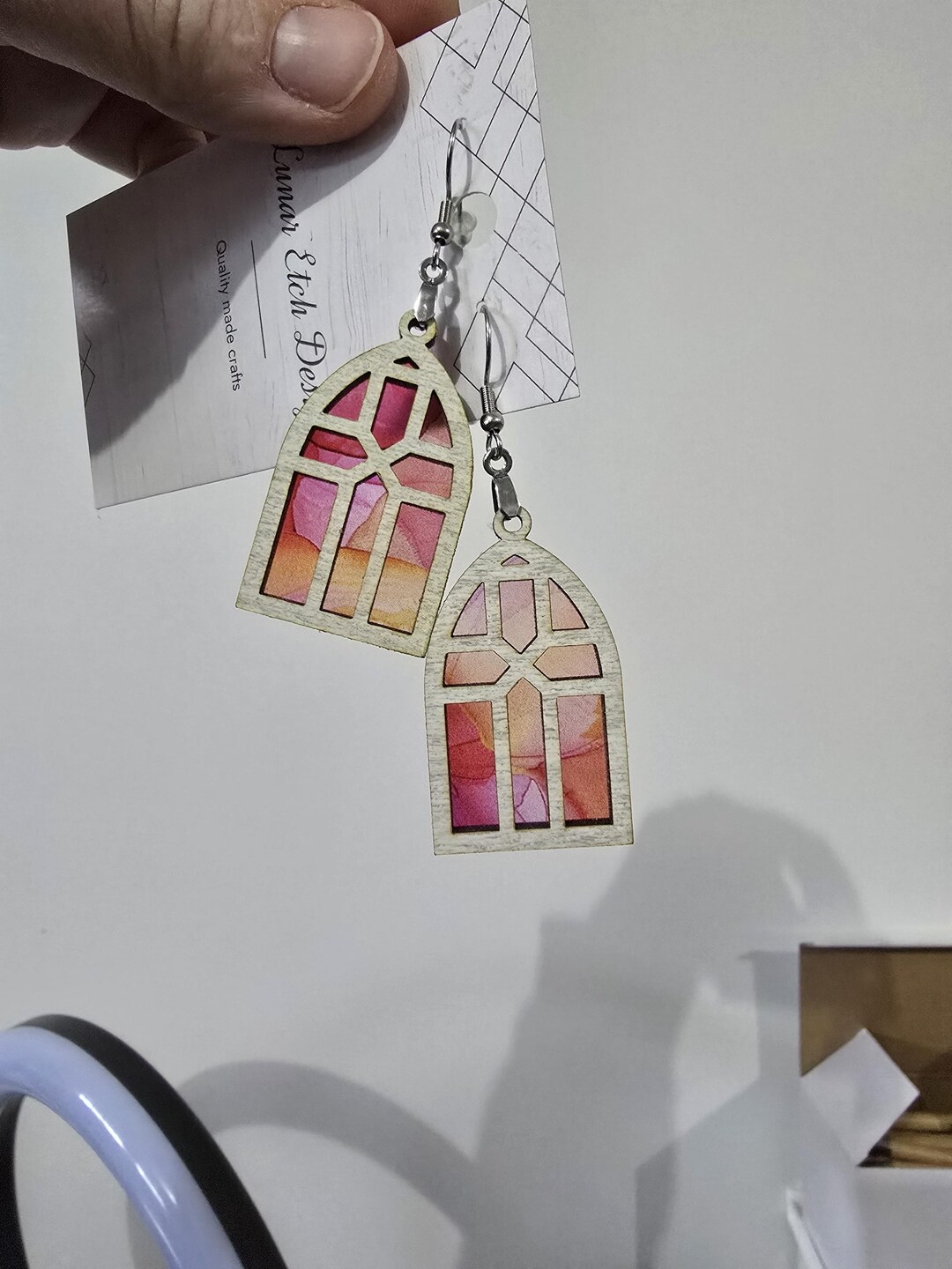Cross Earrings Stain Glass Window Earrings Easter Earrings Church ...