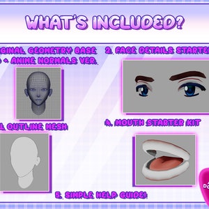 3D Ikemen Anime Head Basemesh / Vtuber Customizable Face / Vrchat ...