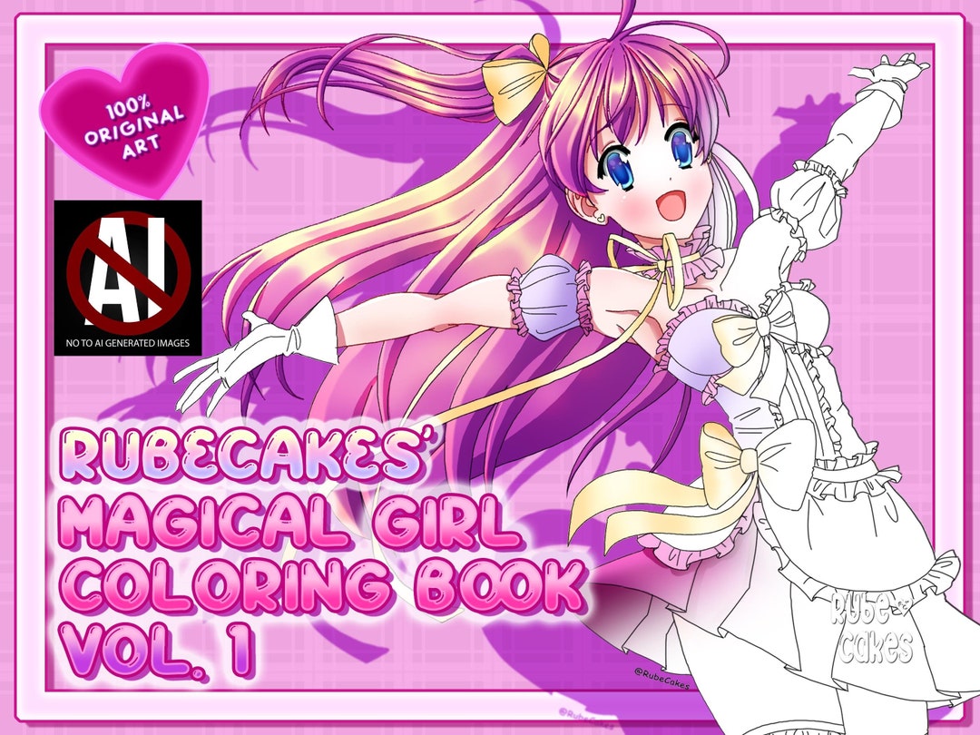 Anime Magical Girl Printable + Digital Coloring Book Vol. I / All Ages ...