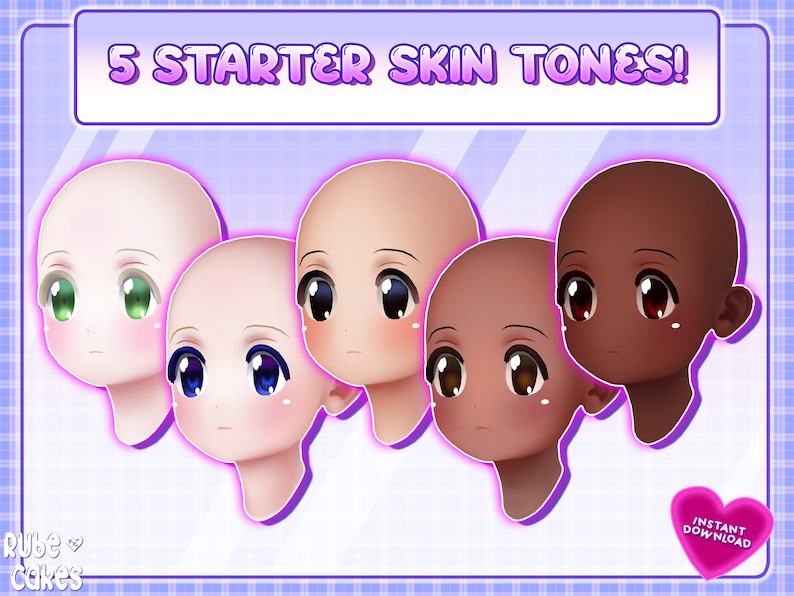 3D Kodomo Anime Head Basemesh Blendshapes / Vtuber Customizable Face ...