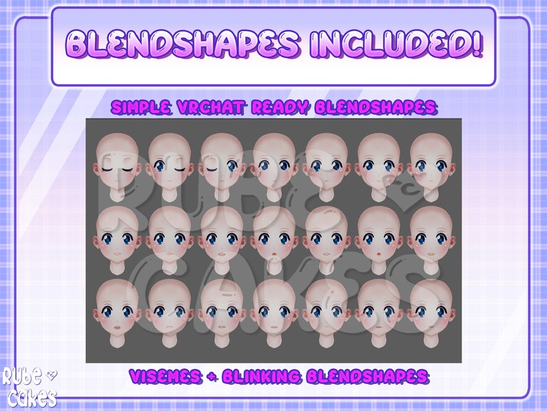 3D Shoujo Anime Head Basemesh + Blendshapes / Vtuber Customizable Face ...