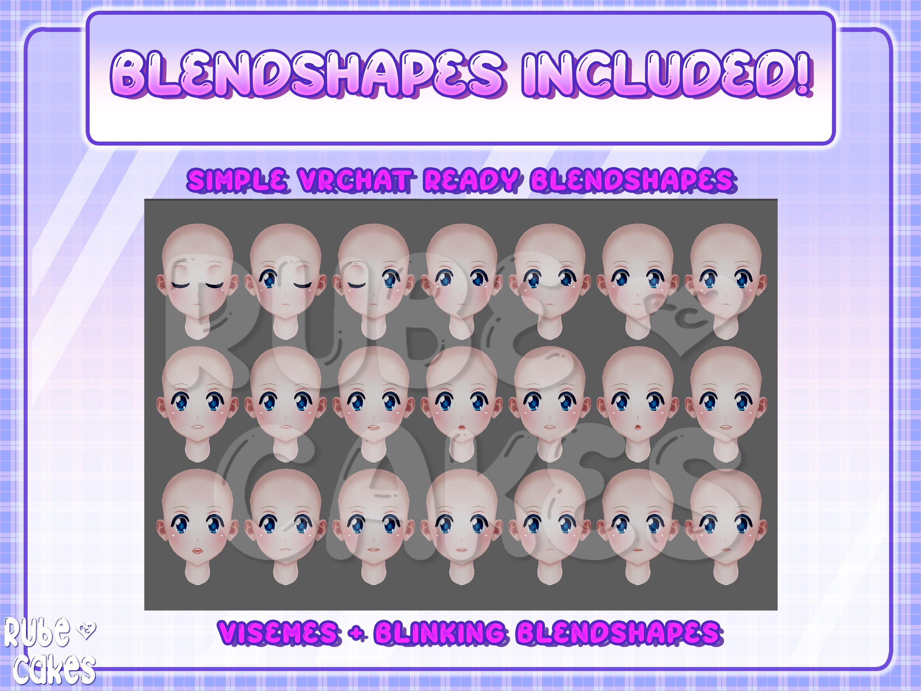 3d Shoujo Anime Head Basemesh Blendshapes Vtuber Customizable Face Vrchat Digital Manga Head