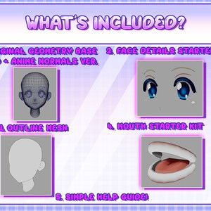 3D Shoujo Anime Head Basemesh + Blendshapes / Vtuber Customizable Face ...