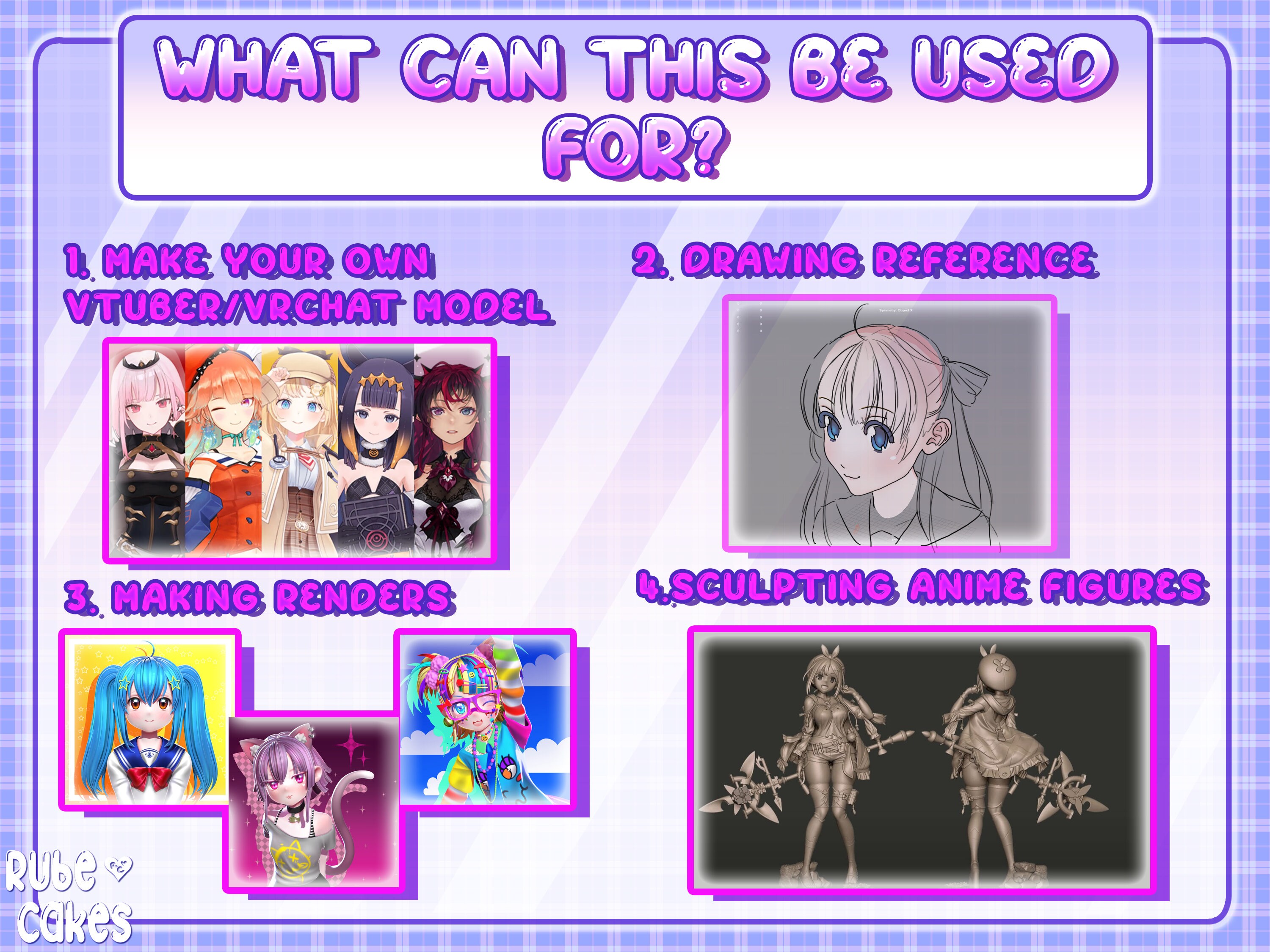 3d Shoujo Anime Head Basemesh Vtuber Customizable Face Vrchat Digital Manga Head Blender