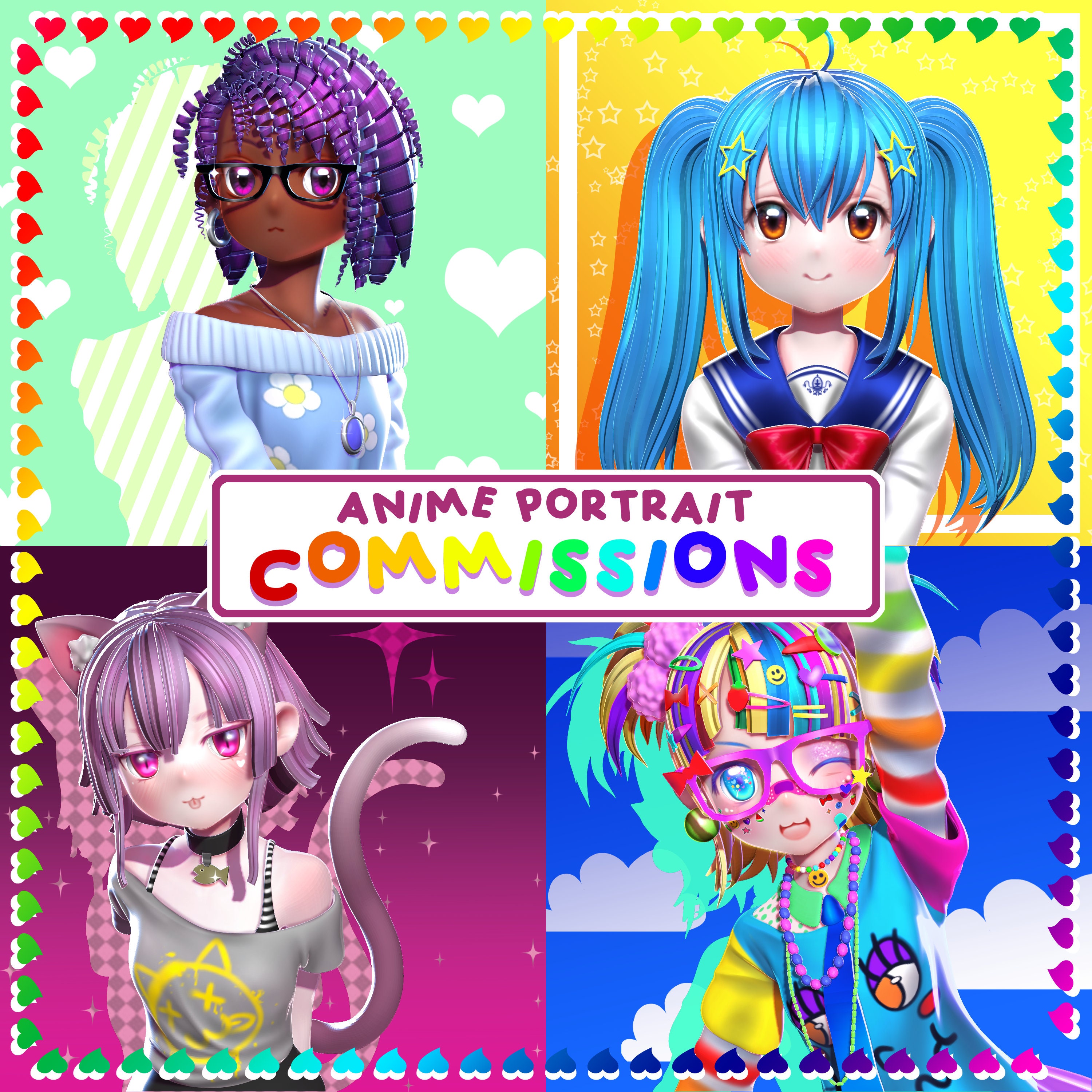 3D Anime Portrait Commissions / Vtuber Anime Model Artwork / Kawaii ...