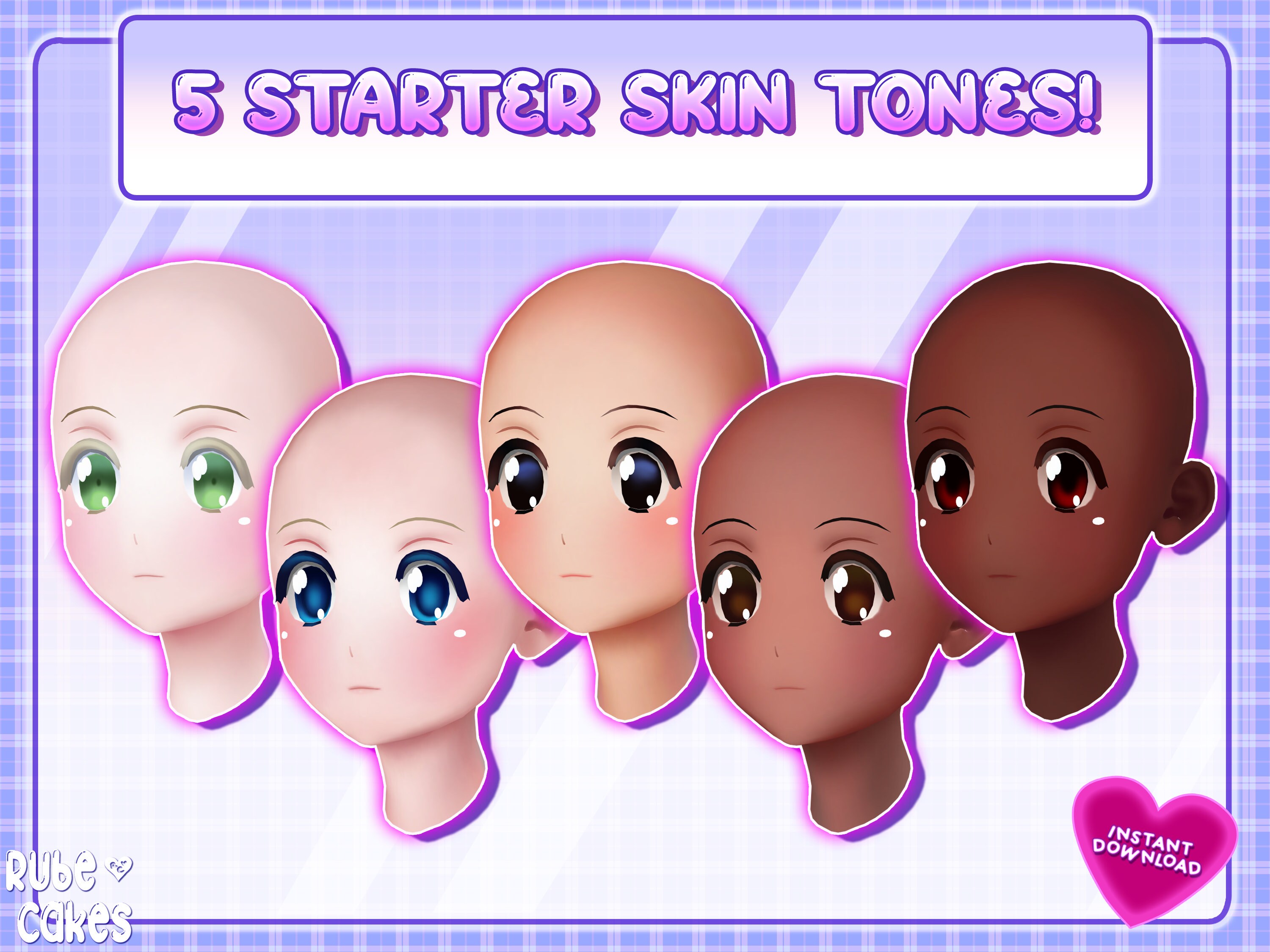 3d Shoujo Anime Head Basemesh Blendshapes Vtuber Customizable Face Vrchat Digital Manga Head