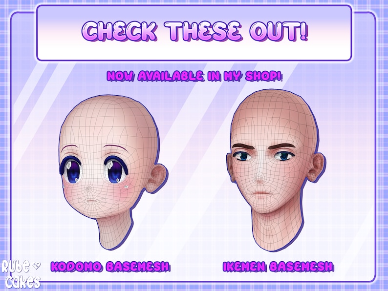 3d Shoujo Anime Head Basemesh Vtuber Customizable Face Vrchat Digital Manga Head Blender