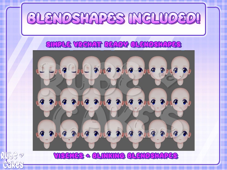3D Kodomo Anime Head Basemesh Blendshapes / Premade Vtuber Customizable ...