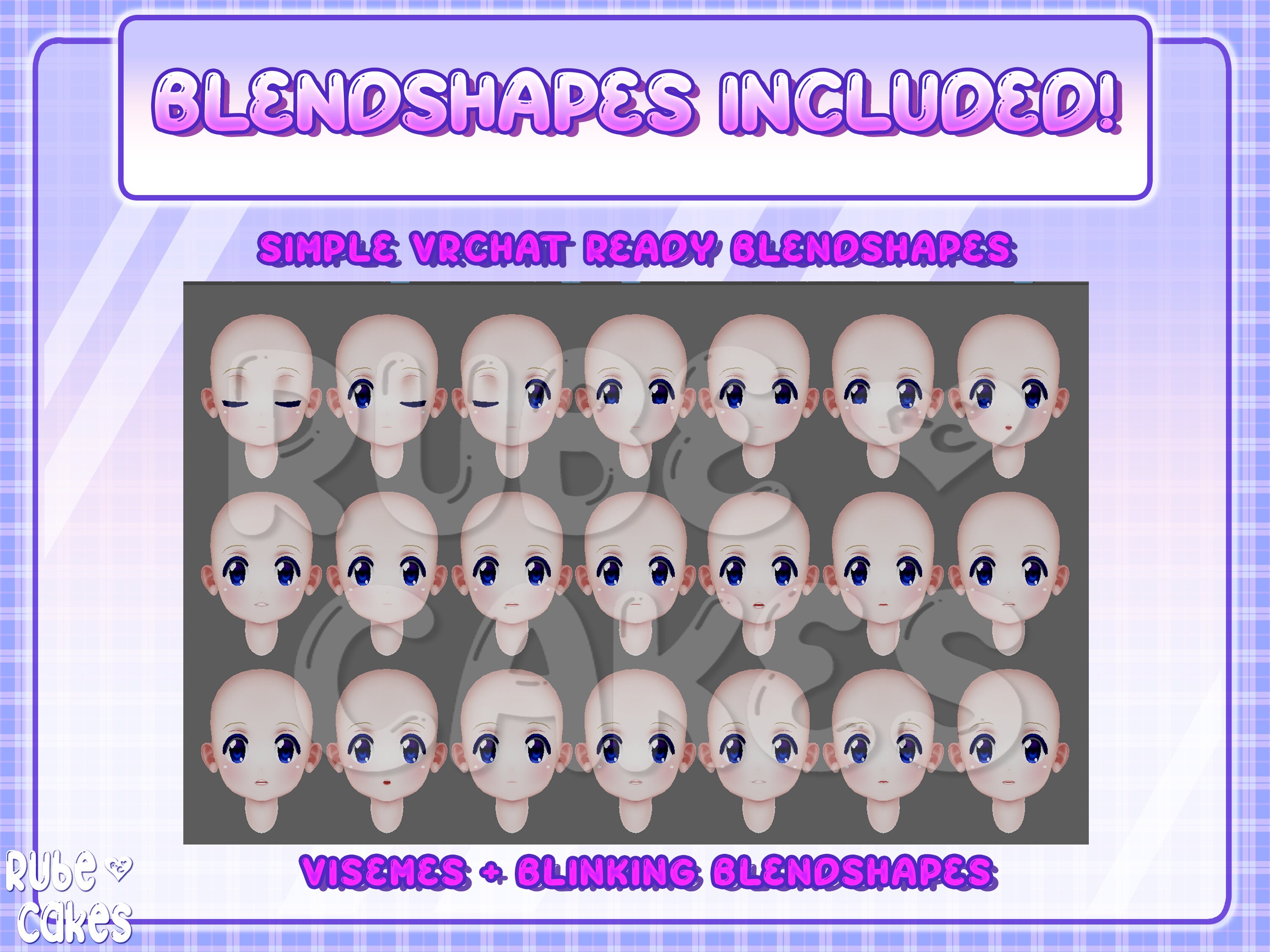 3D Kodomo Anime Head Basemesh Blendshapes / Vtuber Customizable Face ...