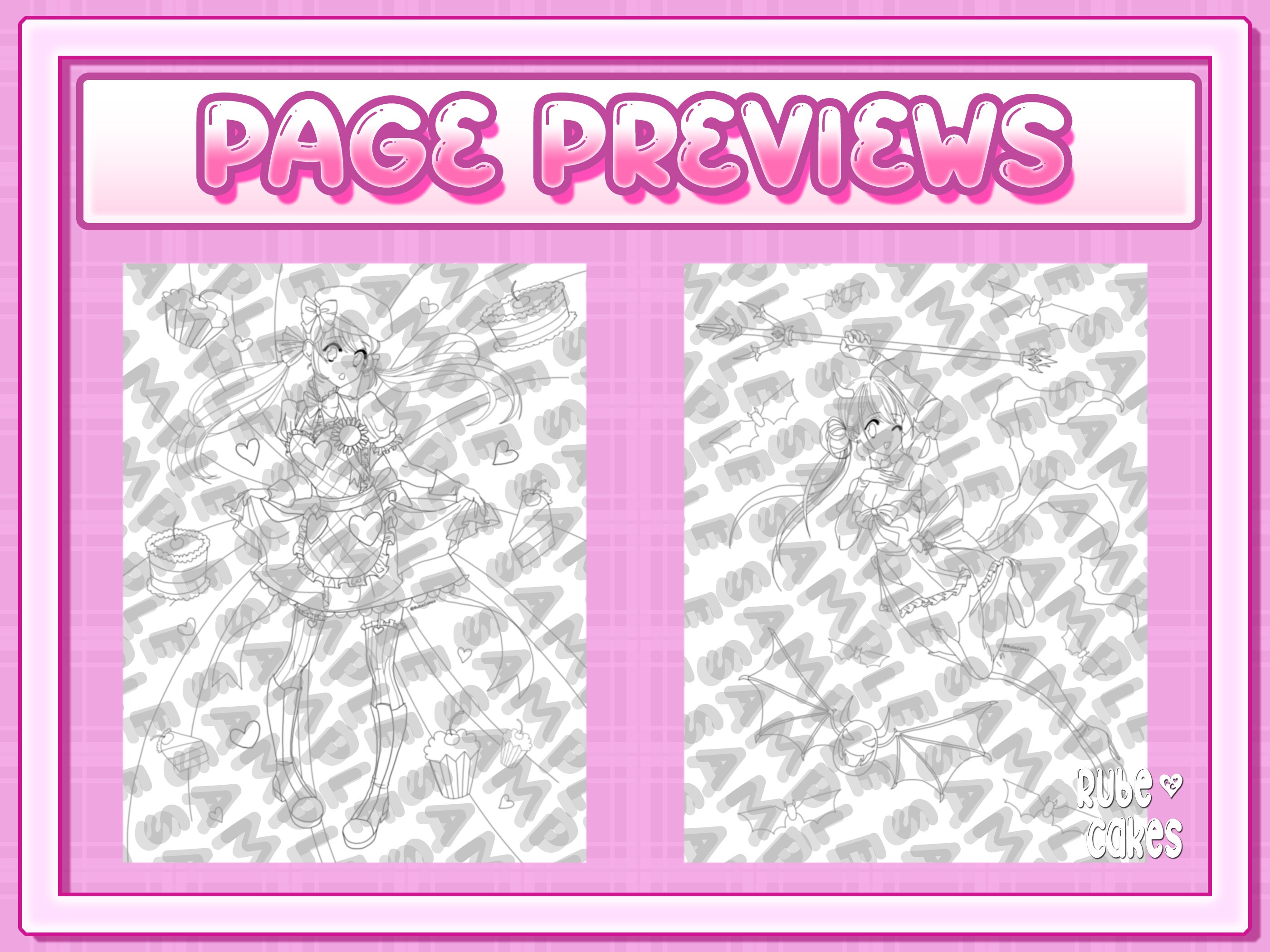 Anime Magical Girl Printable + Digital Coloring Book Vol. I / All Ages ...