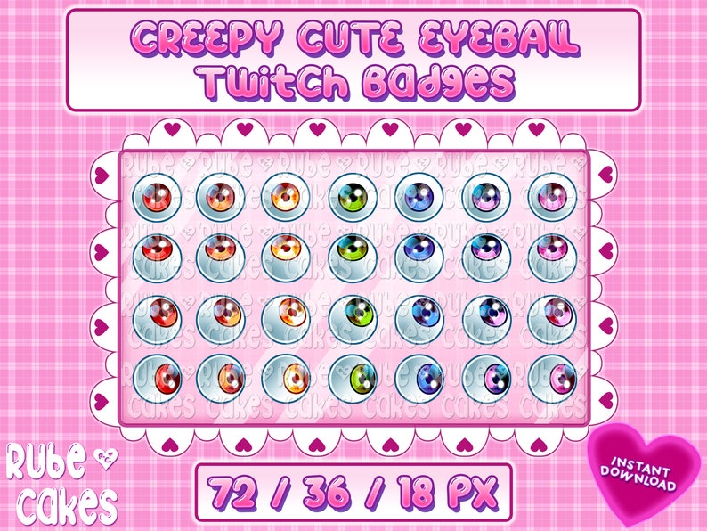 Creepy Cute Eyeball Twitch Badges / Kawaii Jirai Kei Menhera Style ...