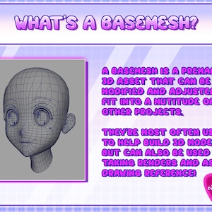 3D Shoujo Anime Head Basemesh + Blendshapes / Vtuber Customizable Face ...