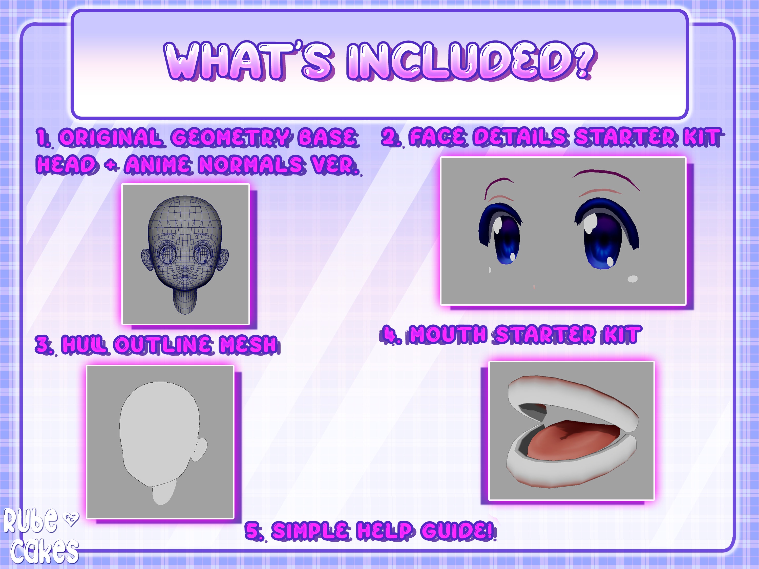 3D Kodomo Anime Head Basemesh Blendshapes / Vtuber Customizable Face ...