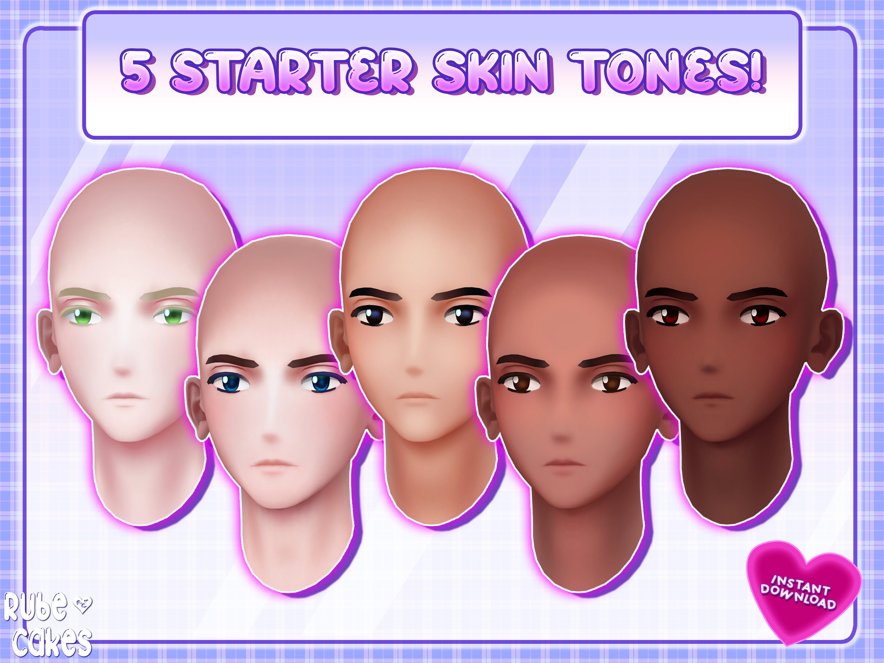 3D Ikemen Anime Head Basemesh / Vtuber Customizable Face / Vrchat ...