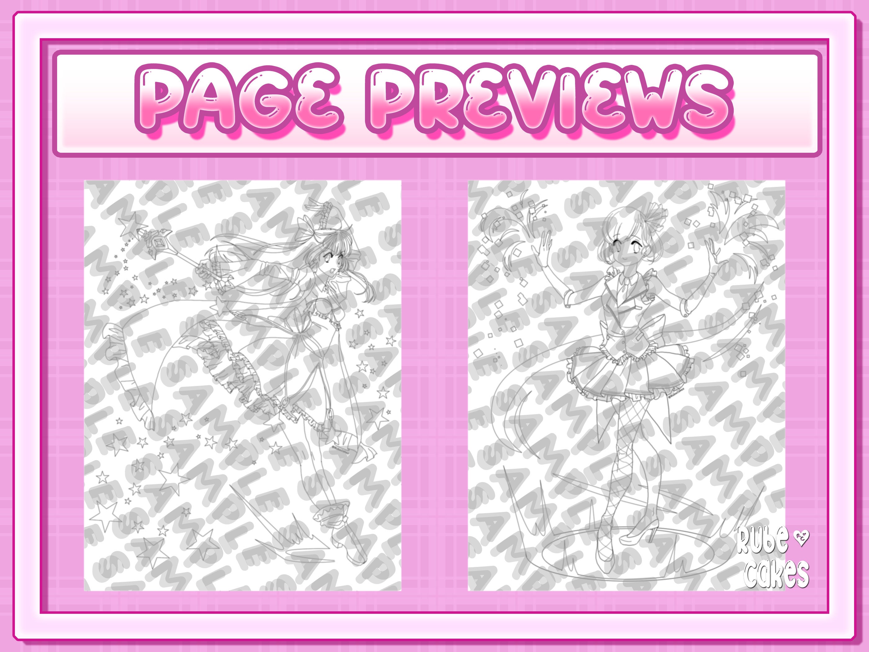 Anime Magical Girl Printable + Digital Coloring Book Vol. I / All Ages ...