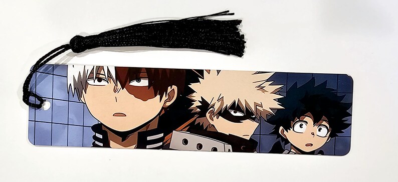 My Hero Academia Midoriya, Todoroki, Bakugo Metal Bookmark With Tassle ...