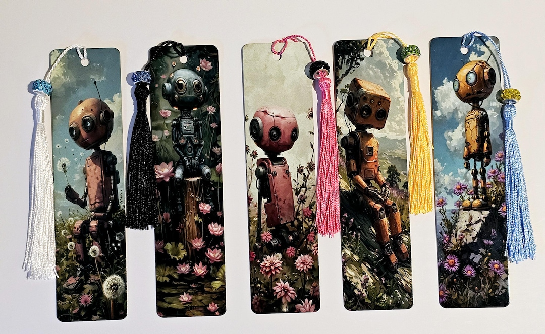 The Wild Robot With Wild Flowers Metal Bookmarks With Tassel & Bead 1 ...