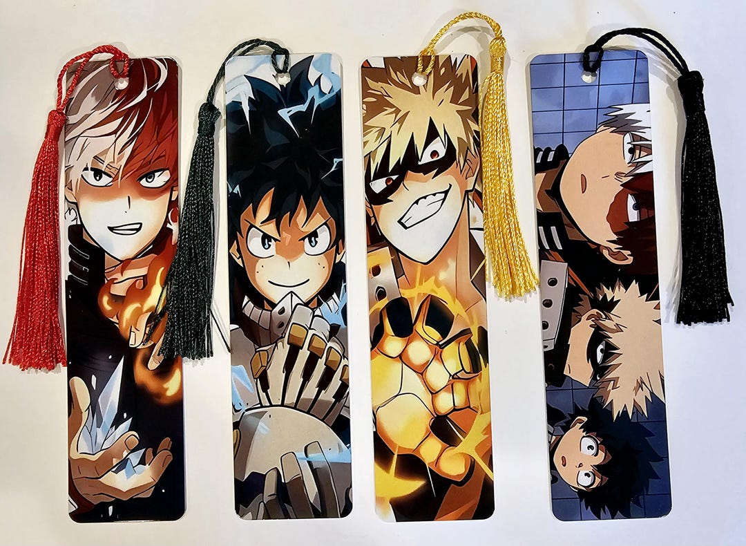 My Hero Academia Midoriya, Todoroki, Bakugo Metal Bookmark With Tassle ...