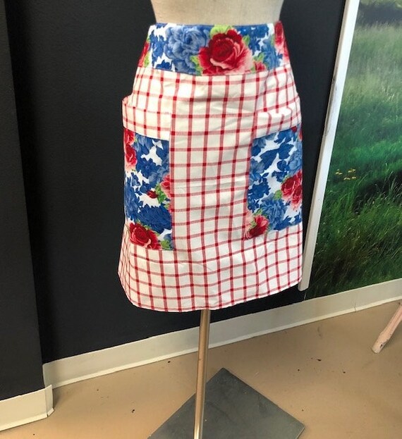 Dark Blue Flower Half Apron Adult One Size - Etsy