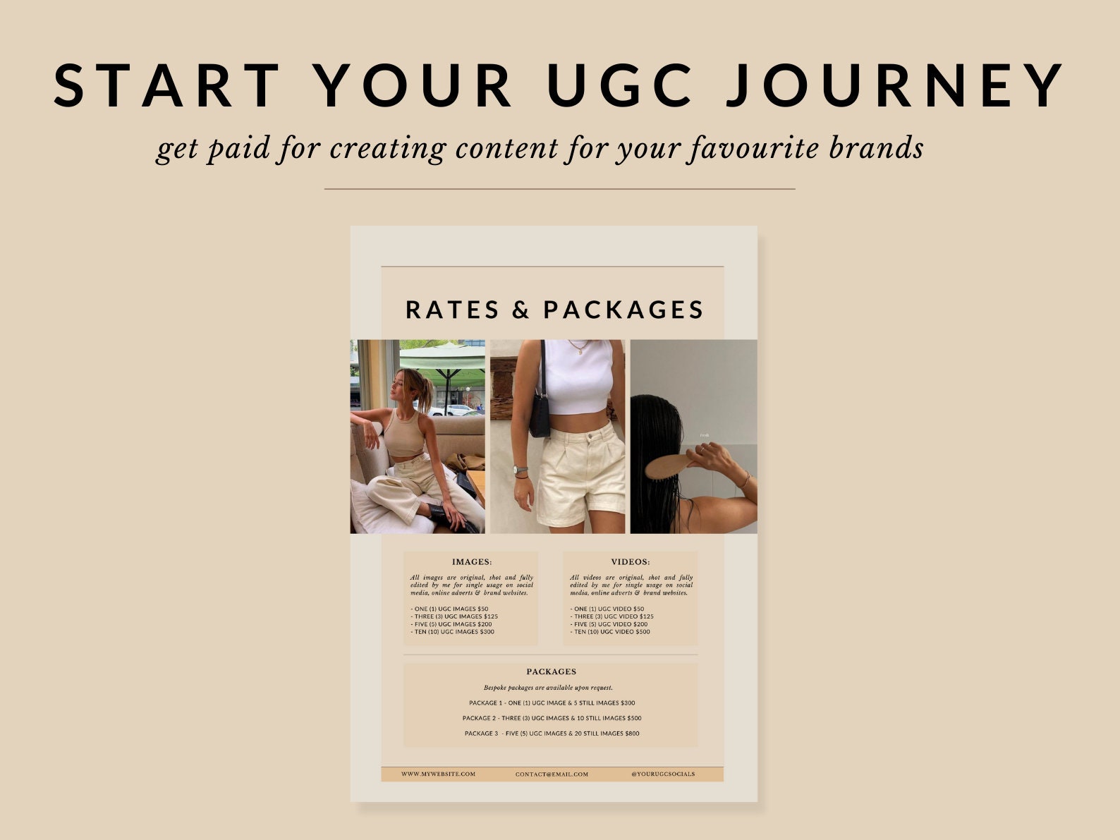 UGC Creator Media Kit // Minimal Aesthetic Clean Beige // Canva ...