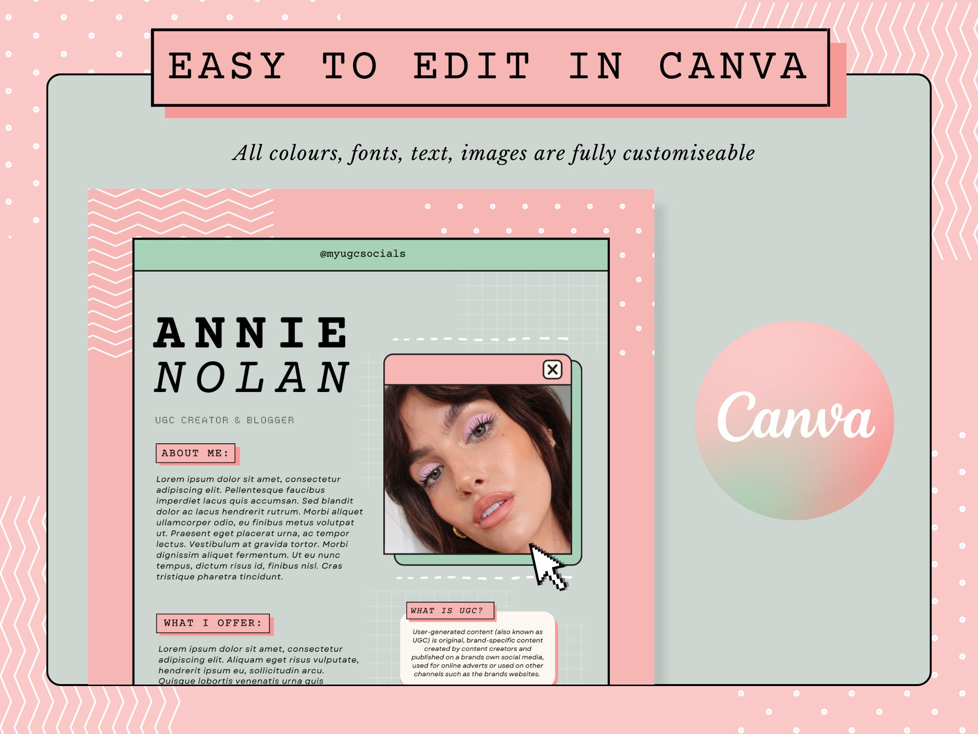 UGC Creator Media Kit // Modern Pixel Cute Girly Pink // Canva ...
