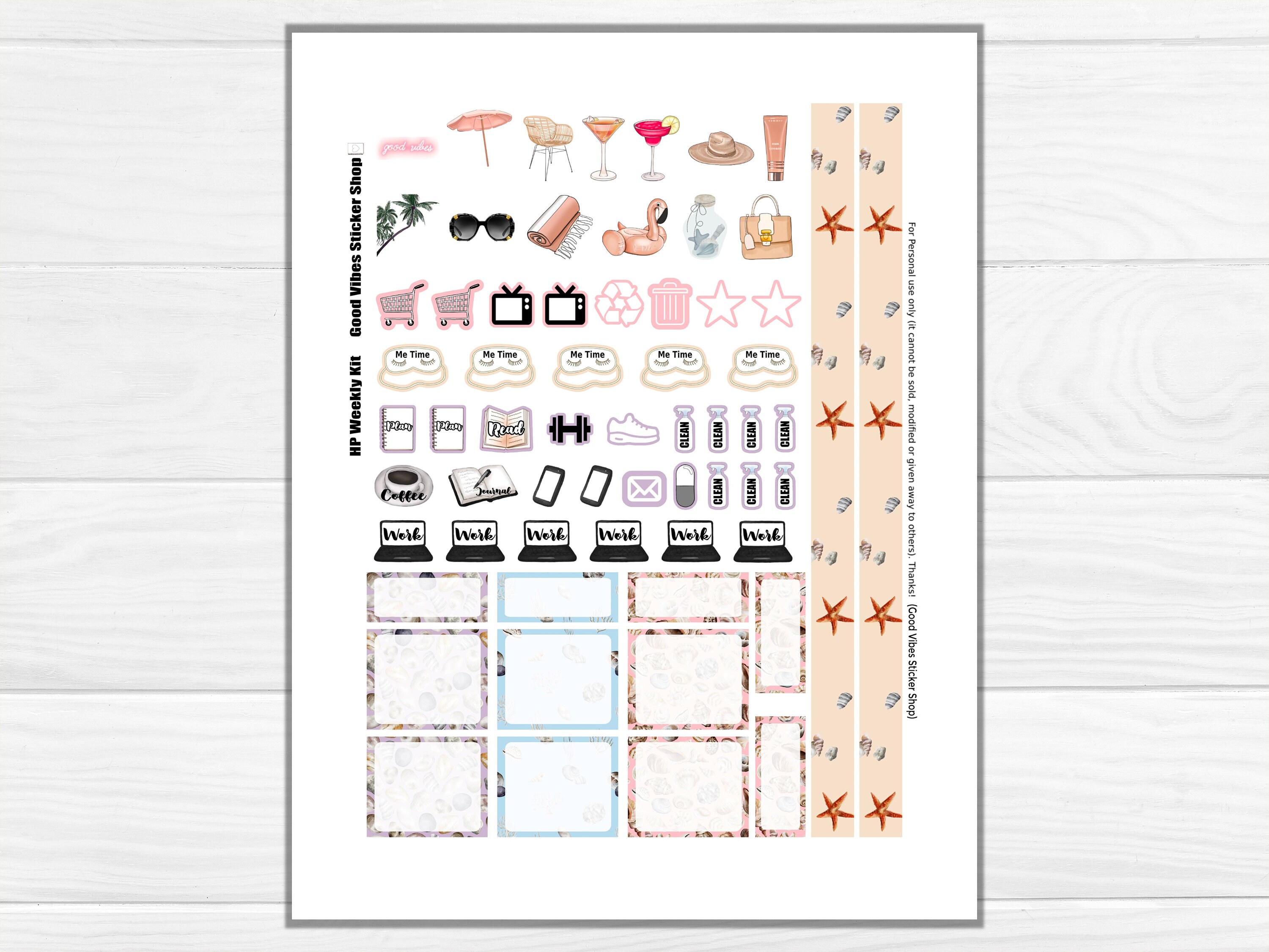 Beach Printable Planner Stickers: Made to Fit the Classic Happy Planner ...