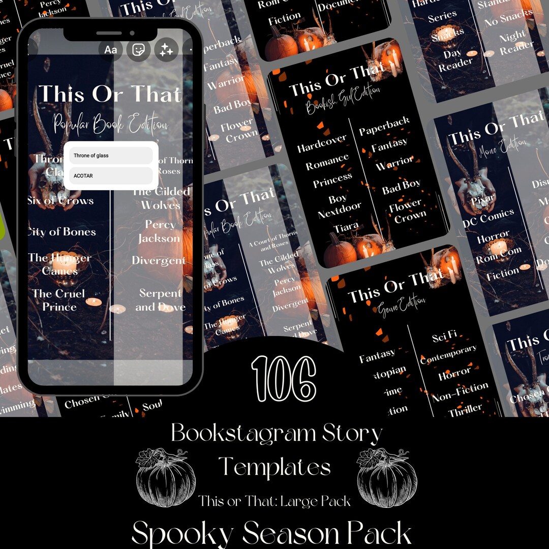 Spooky Season This or That: Large Pack Bookstagram Story Templates - Etsy