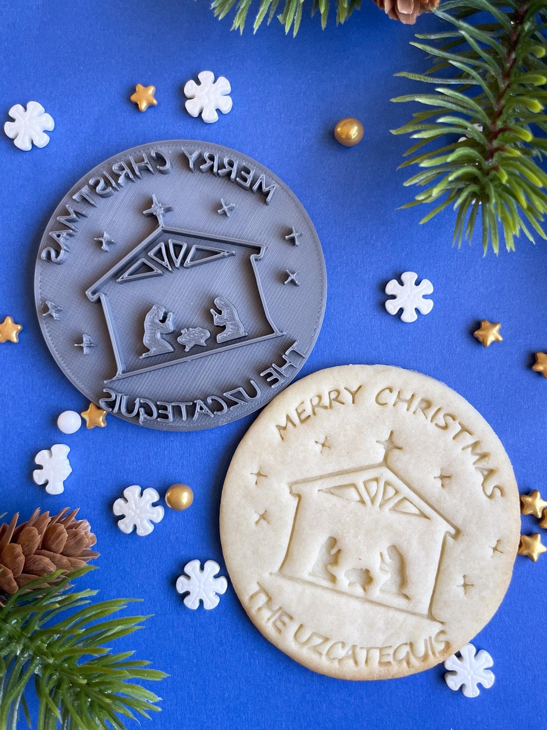 SHIPS FAST! Customized Merry Christmas Manger Cookie Cutter Family Nane ...