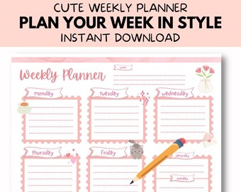 Adorable Pastel Weekly Planner Digital Printout - Etsy