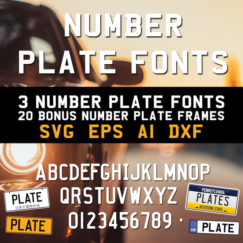 Number Plate SVG Bundle Font, SVG Files, Automotive, Cut File, Svg ...