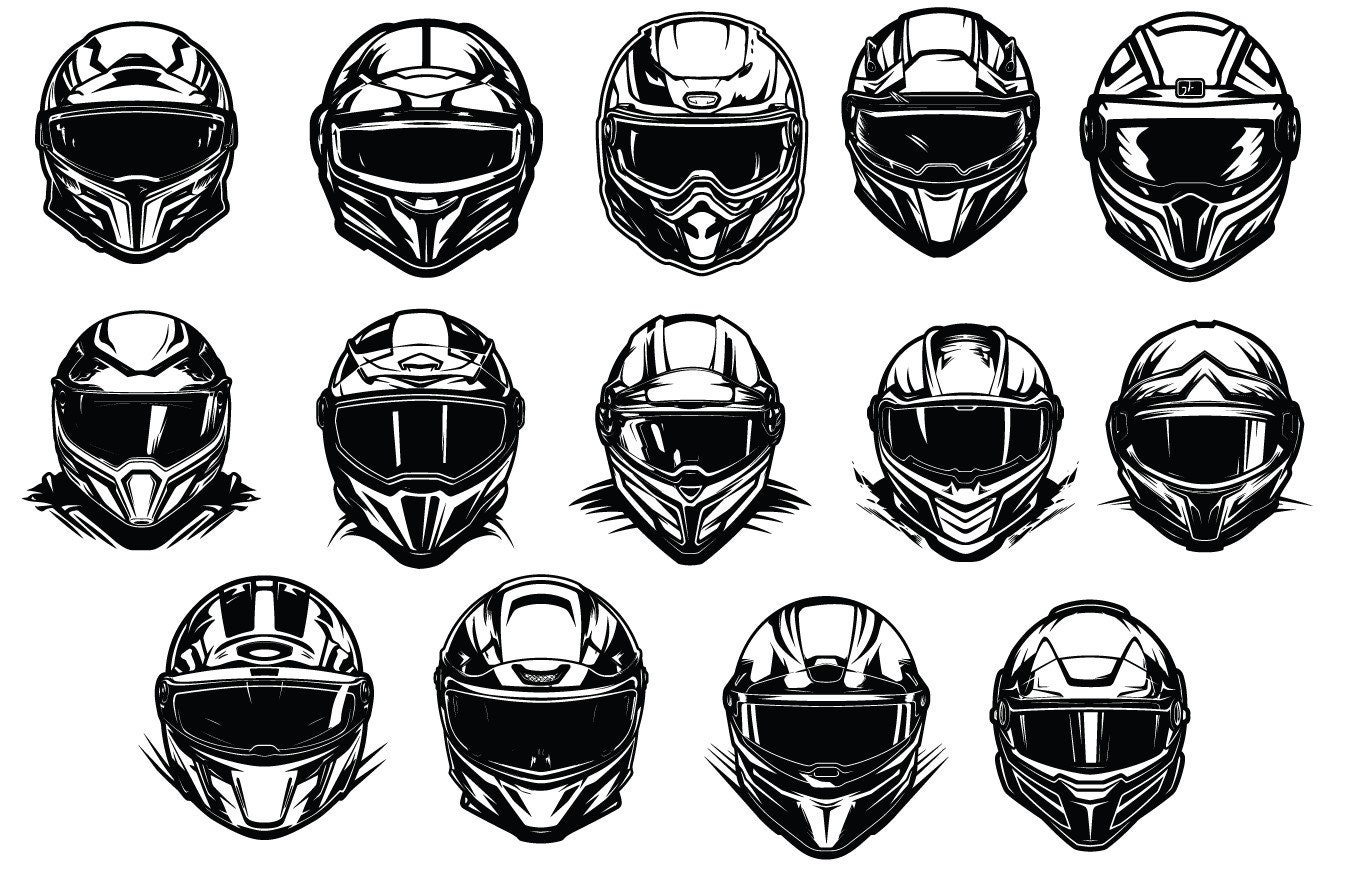 Helmet SVG Vector Files for Silhouette Cricut Motorbike Racing Drag ...