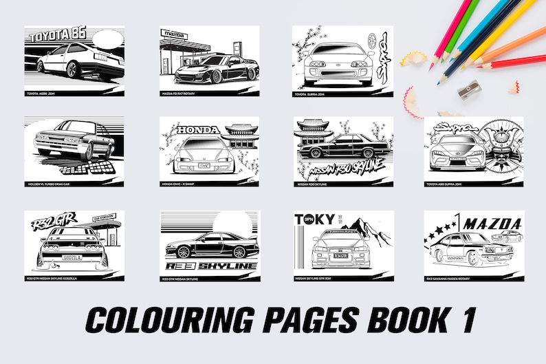 Coloring in Pages Racing JDM Race Cars - Etsy
