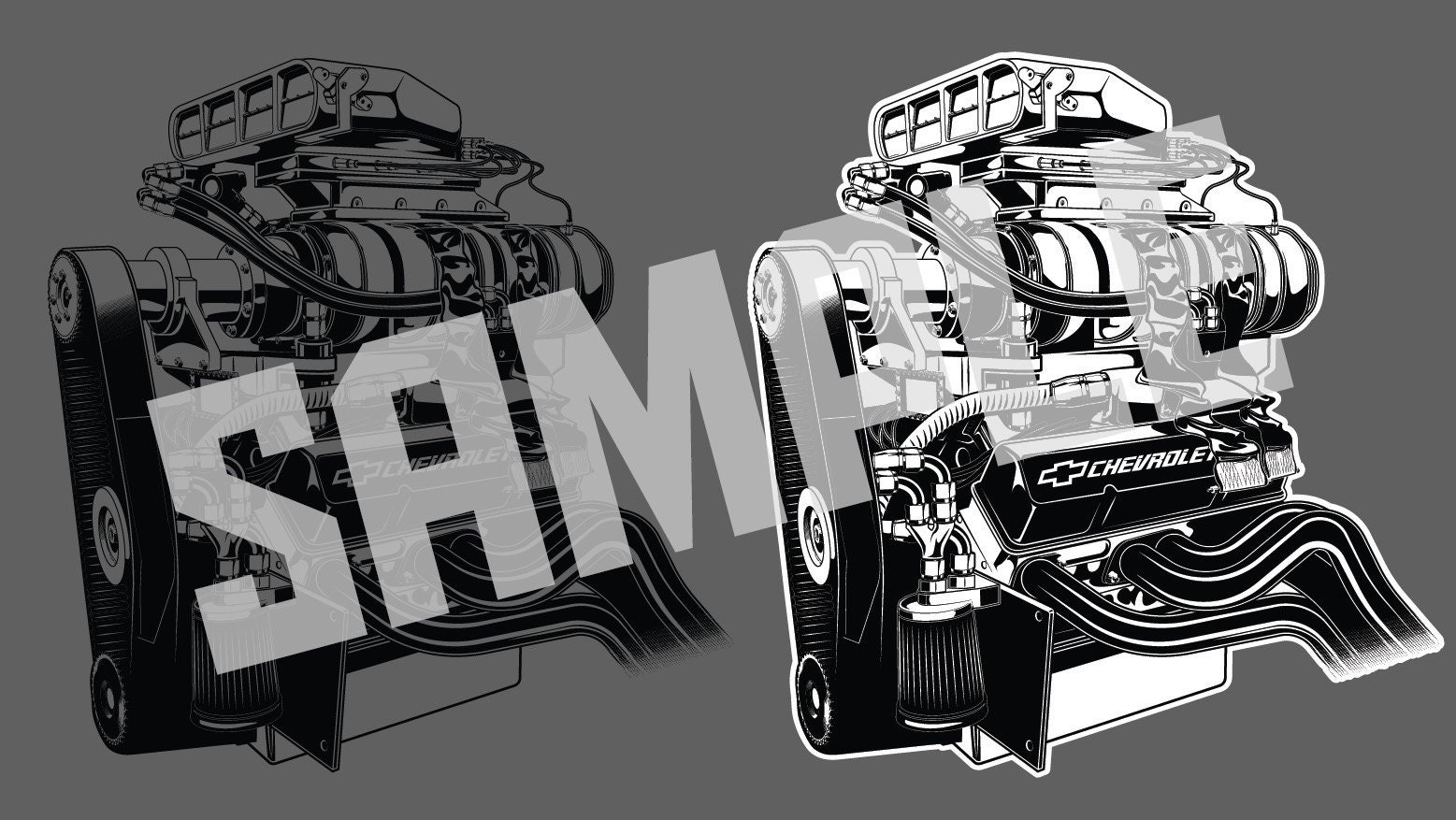 V8 Supercharged Drag Car Engine Vector (digital Download) - Etsy