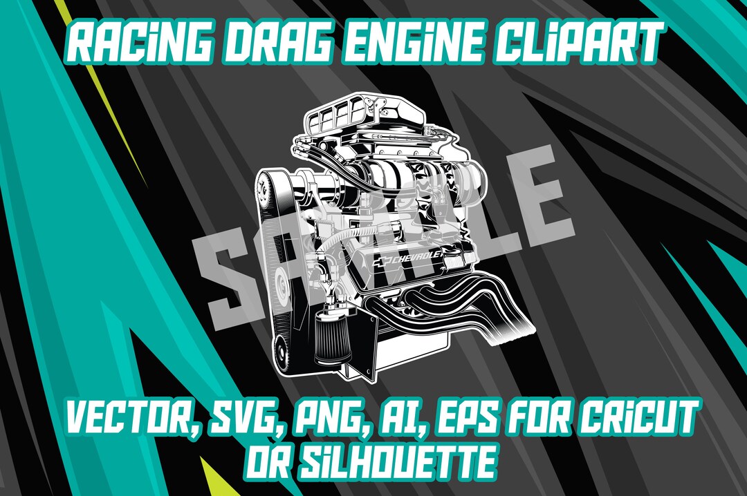 V8 Supercharged Drag Car Engine Vector (digital Download) - Etsy