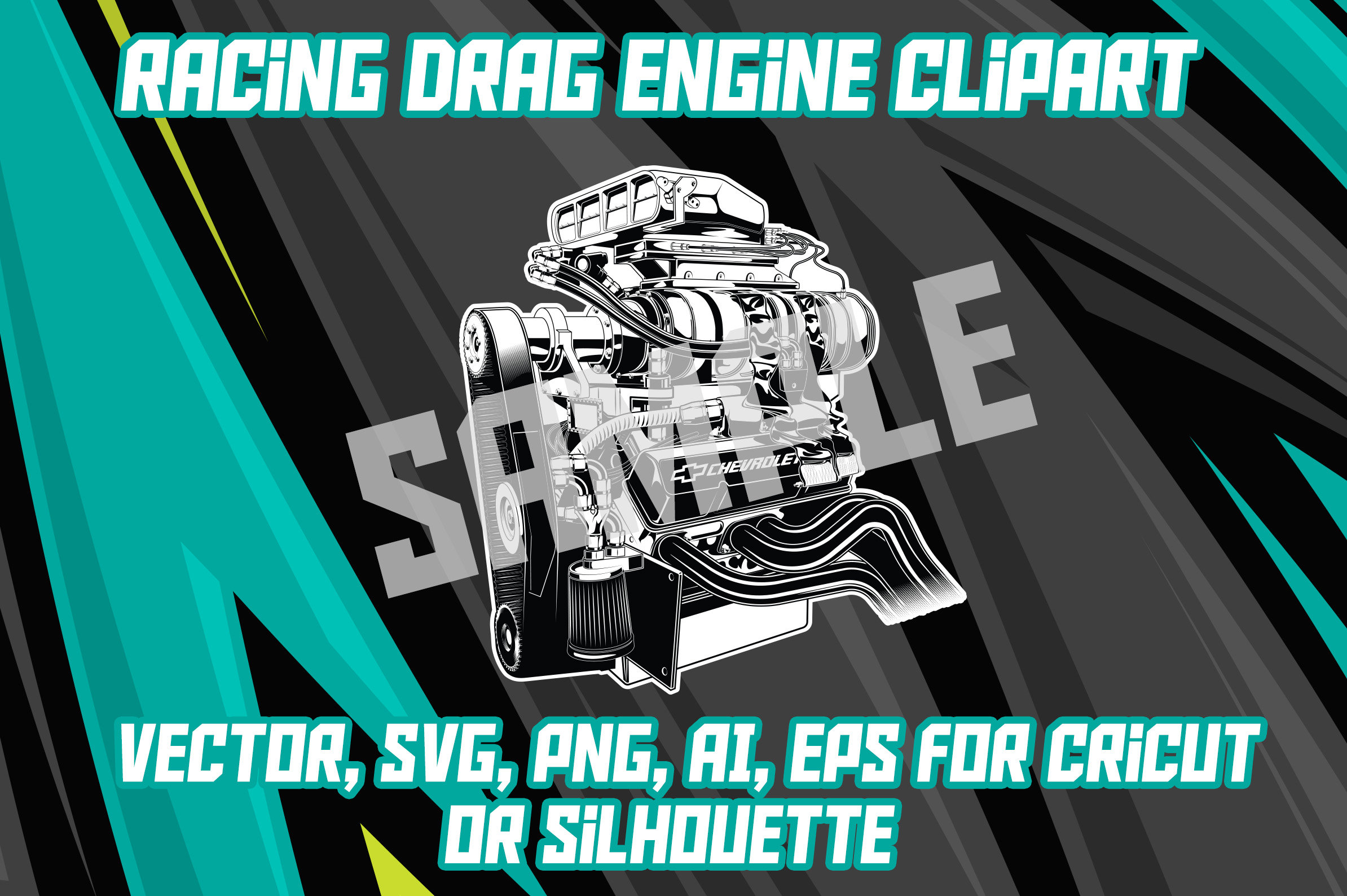 Drag Racing Engines Clip Art