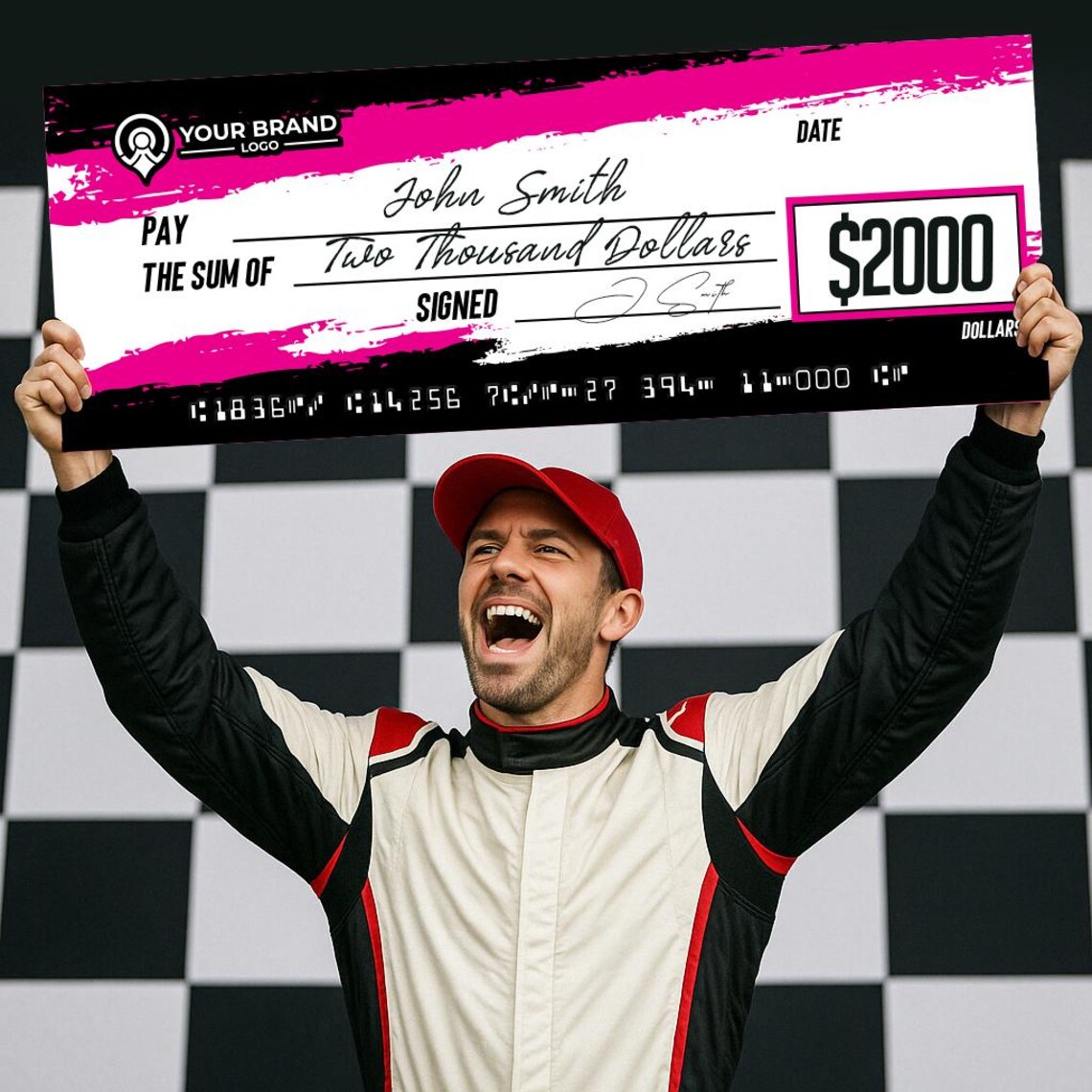 Novelty Cheque Pink Racing Oversize Cheque Charity Vector Svg AI, EPS ...