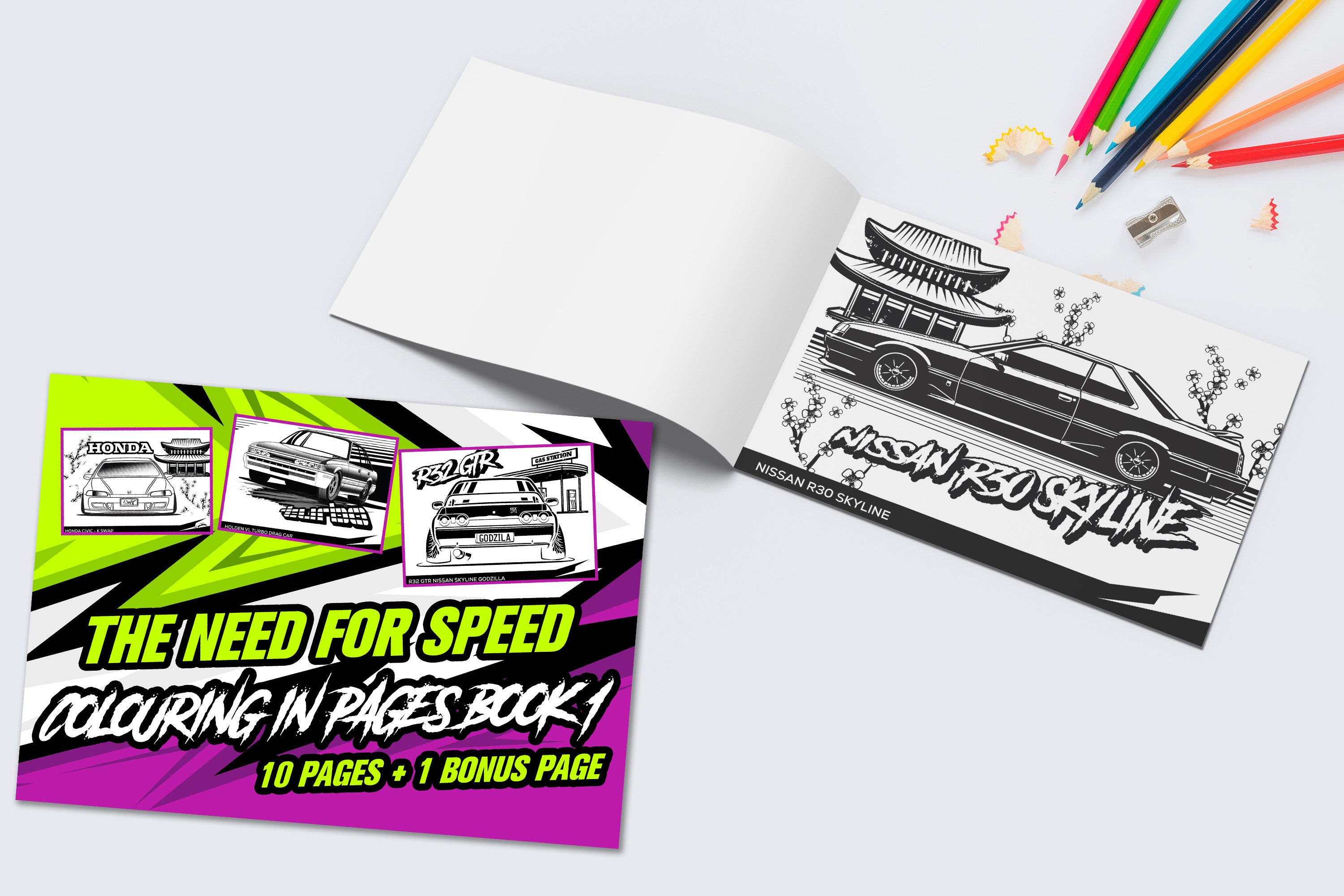 Coloring in Pages Racing JDM Race Cars - Etsy