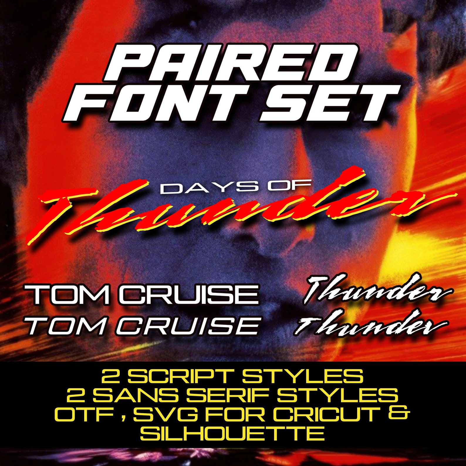 80s Retro Days of Thunder Script Font Pairing for Install & Cricut and ...