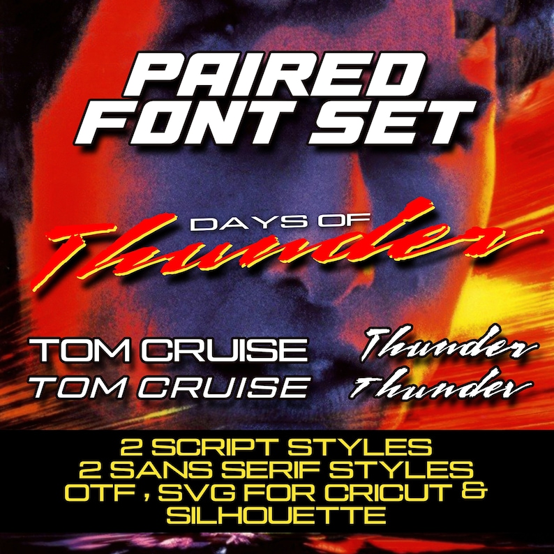 80s Retro Days of Thunder Script Font Pairing for Install & Cricut and ...