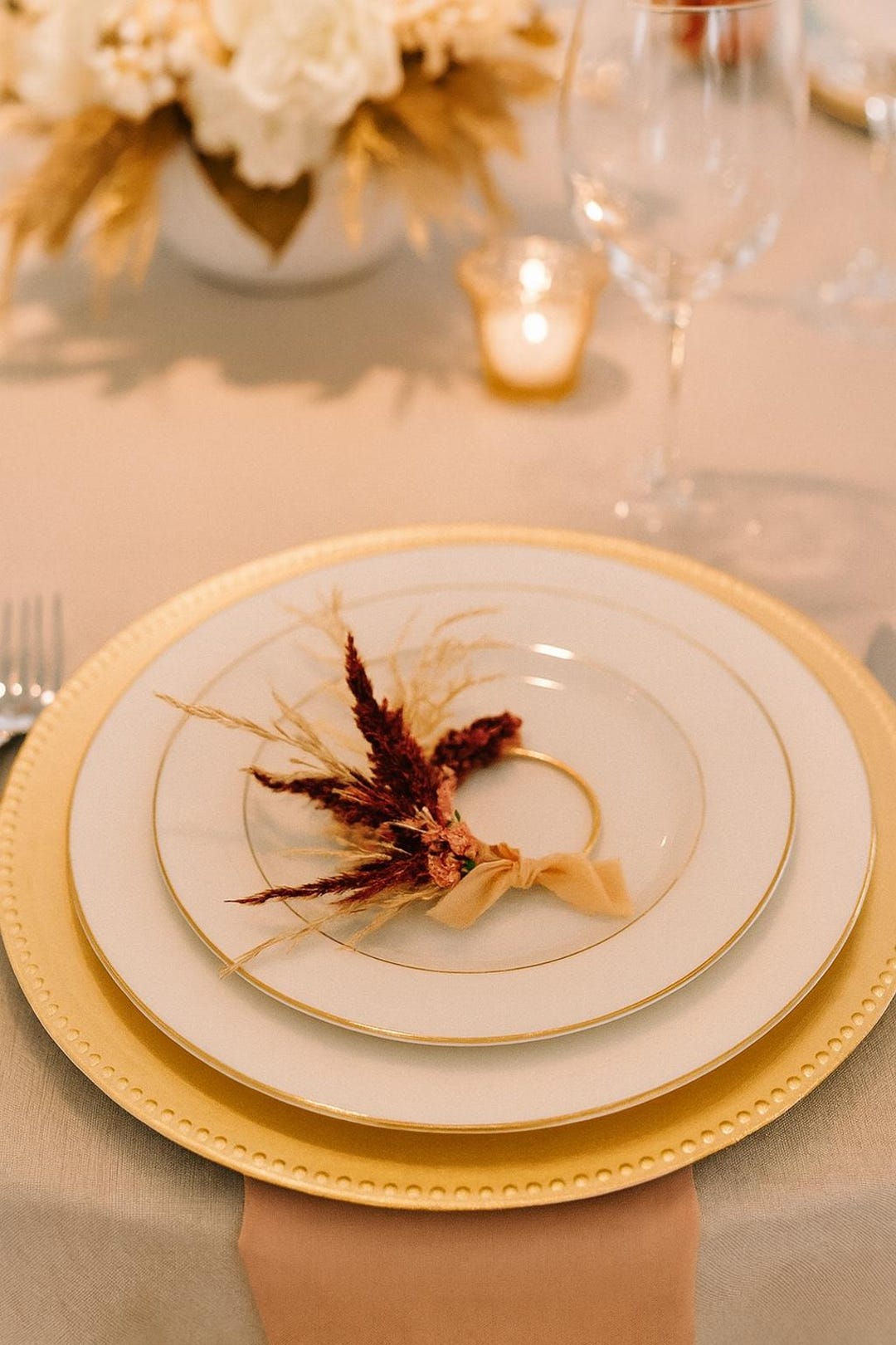 Mini Wreath Place Setting – Rustic Dried Flowers, Set of 6 - Etsy