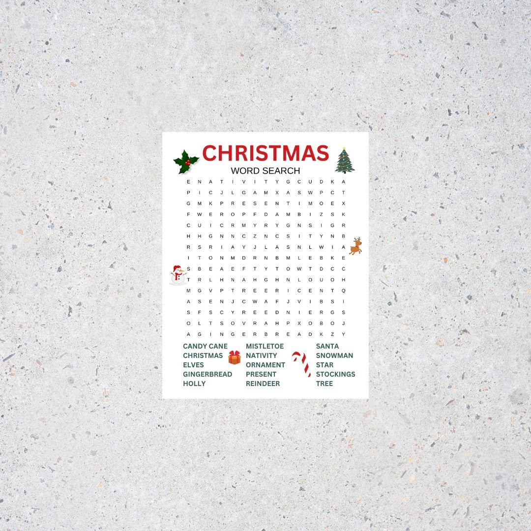 Christmas Word Search With Answer Key, Printable Word Search - Etsy