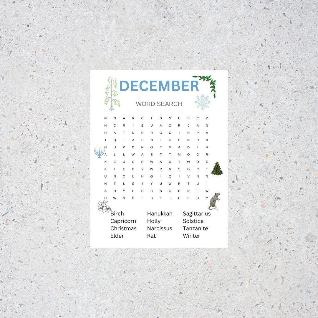 Word Search Puzzle December – Printable - Etsy