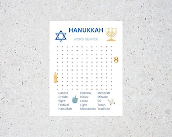 4th Grade Hanukkah Word Search With Answer Key, Printable - Etsy