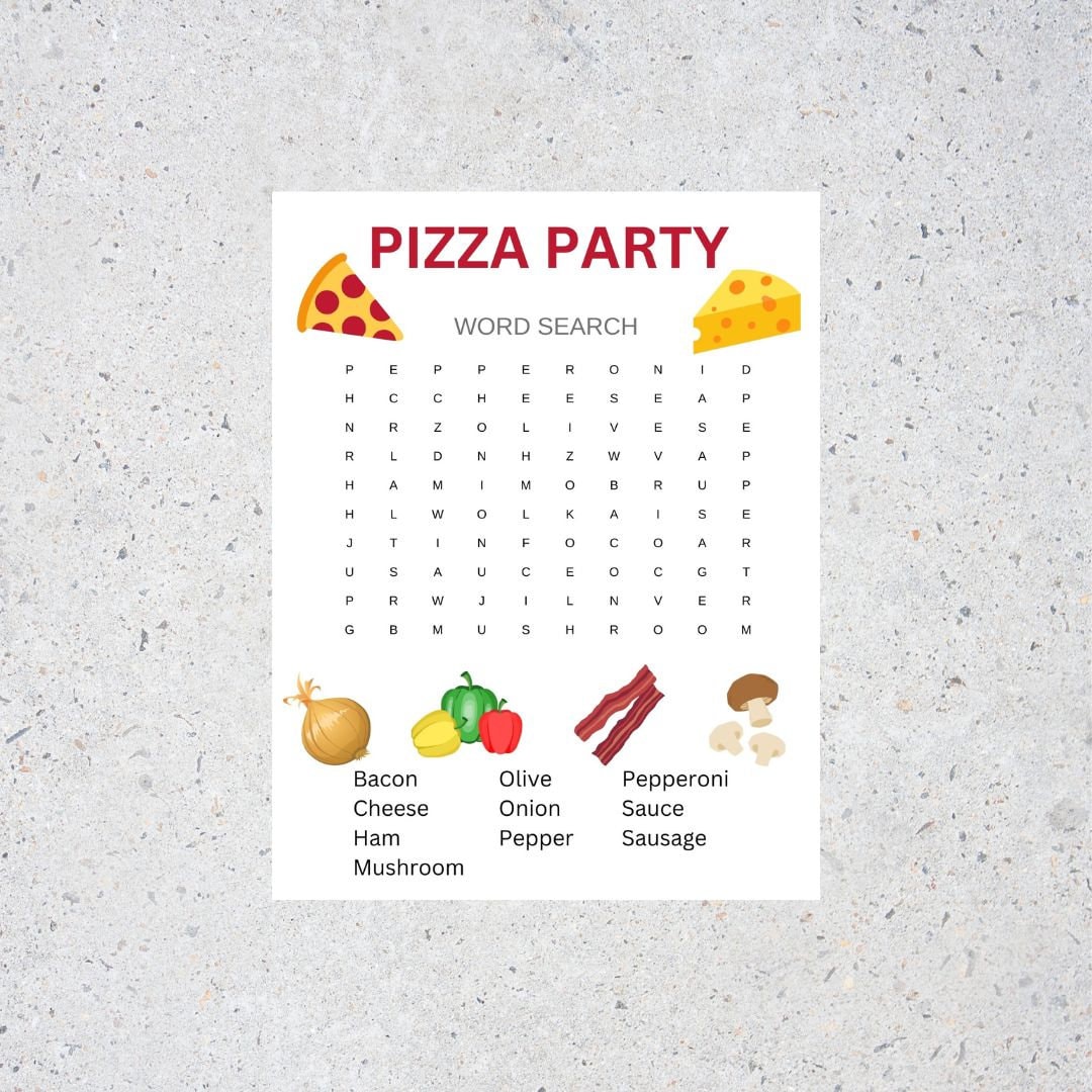 Pizza Party Word Search With Answer Key, Printable Word Search - Etsy