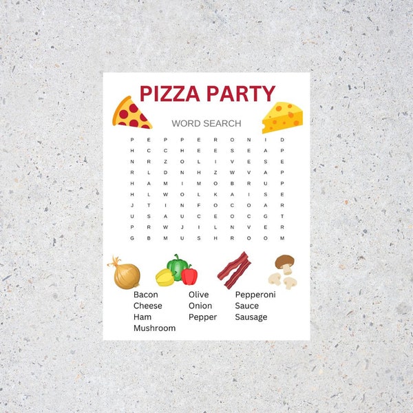 Pizza Party Word Search - Etsy