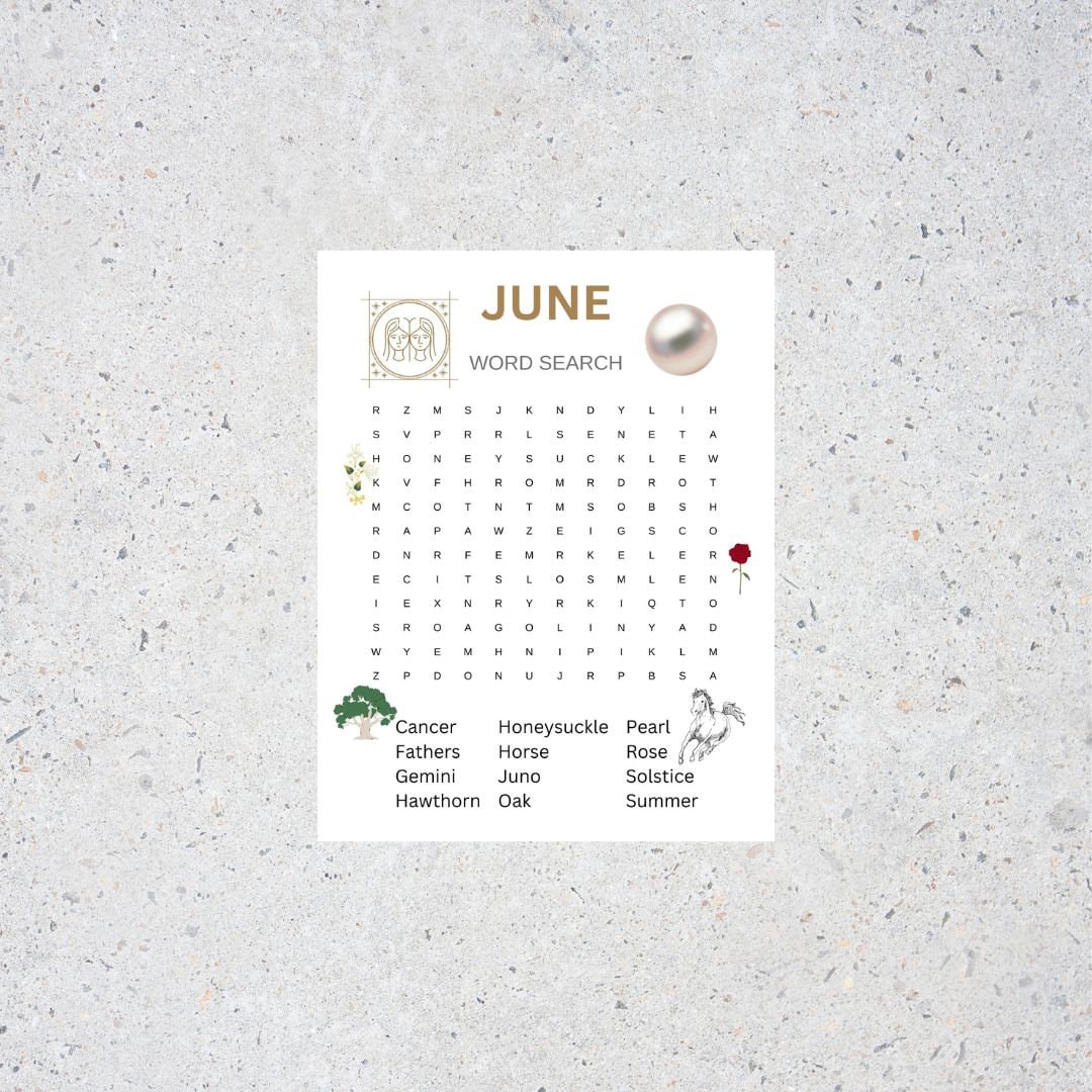 Word Search Puzzle June – Printable - Etsy