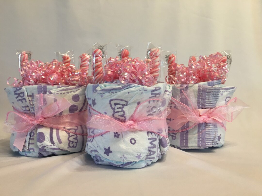 Diaper Cake Centerpiece Sugar & Spice Baby Shower Decor for Baby Girl ...