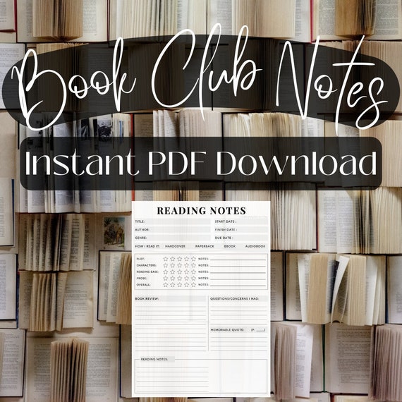 Book Club / Detailed Reader Reading Notes Template Digital - Etsy