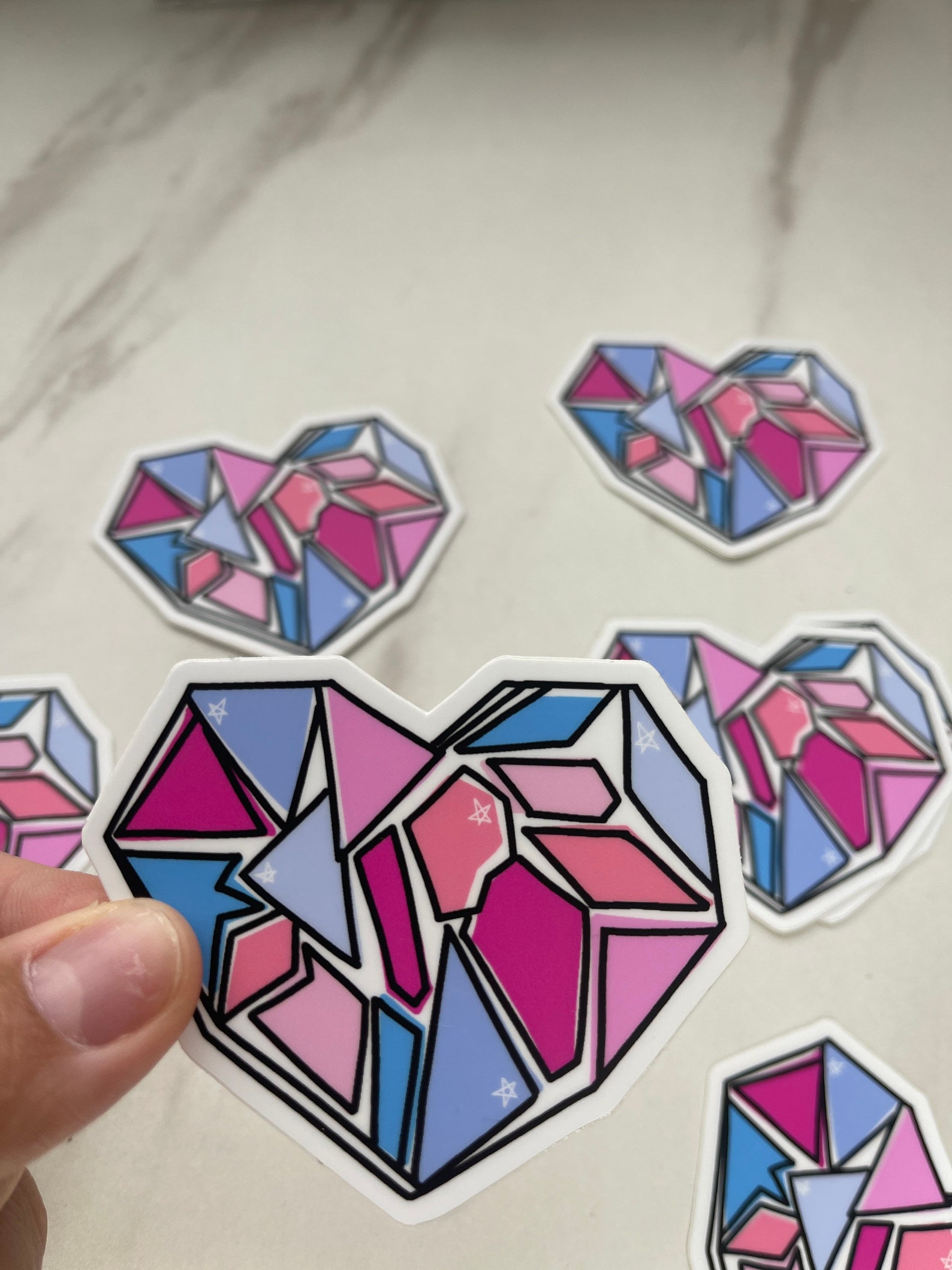Geometric Crystal Heart Die Cut Sticker | Journaling Sticker | Party ...