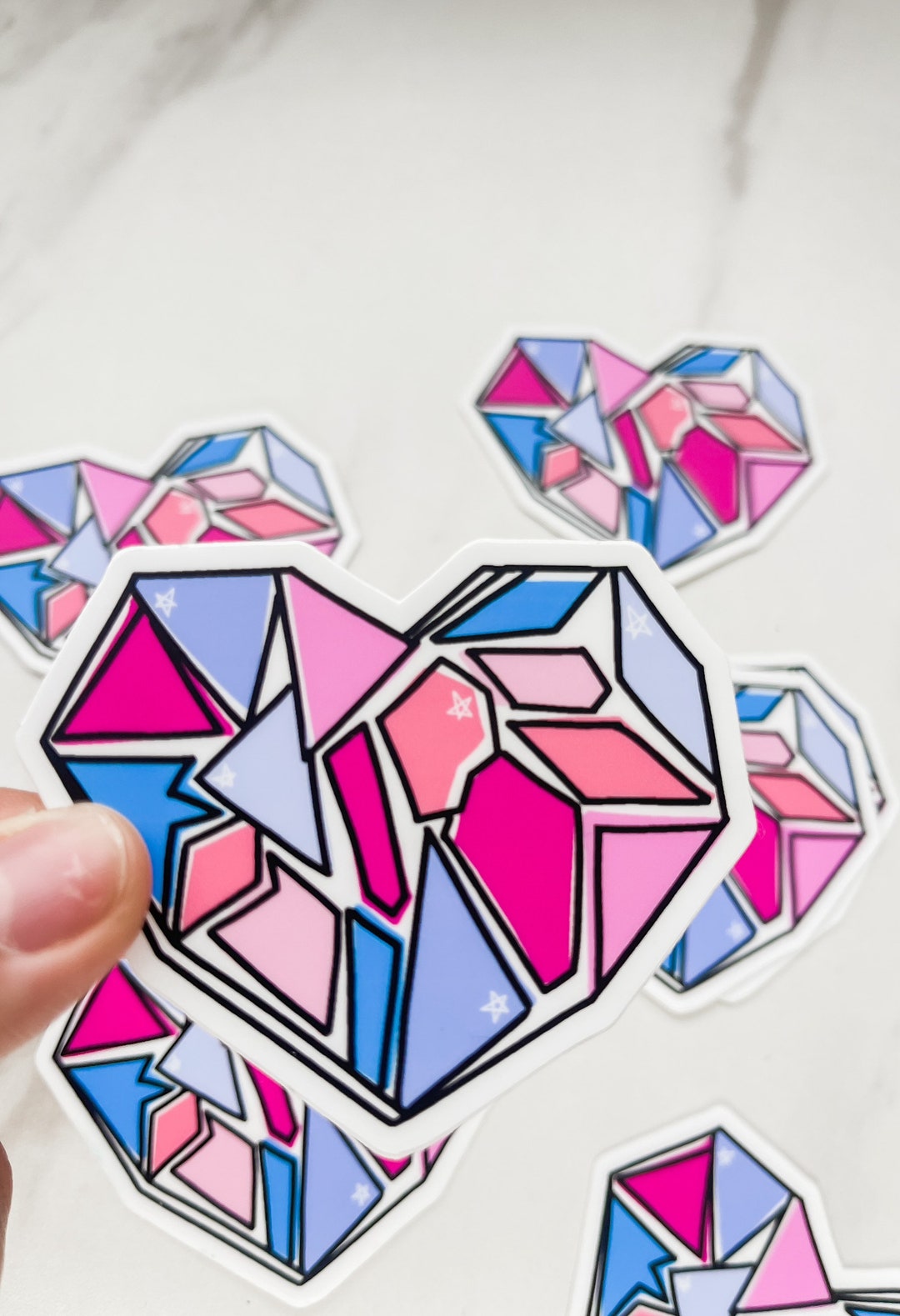Geometric Crystal Heart Die Cut Sticker | Journaling Sticker | Party ...